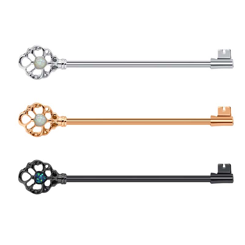 Industrial Barbell Piercing Key Shape 38mm Industrial Barbell External ...