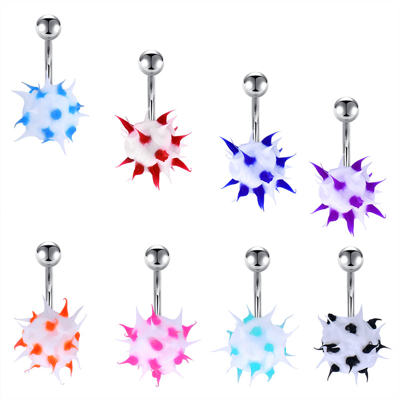 14G Surgical Steel Belly Button Ring Rubber Soft Ball End Funny Navel ...