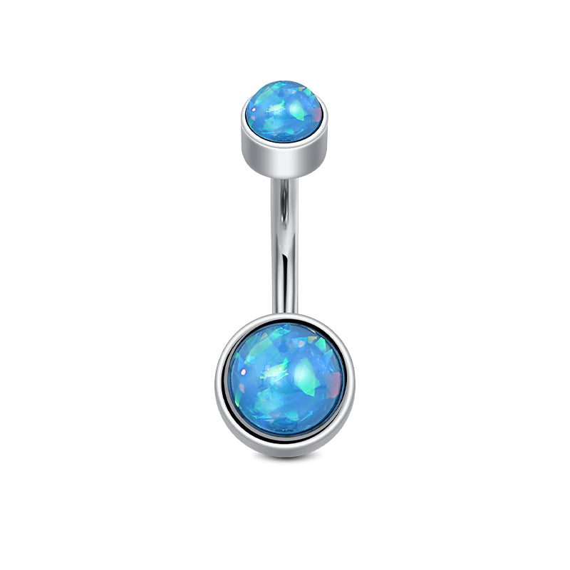 Opal Belly Navel Ring Flat Back Opal Inlaid Stainless Steel Belly ...