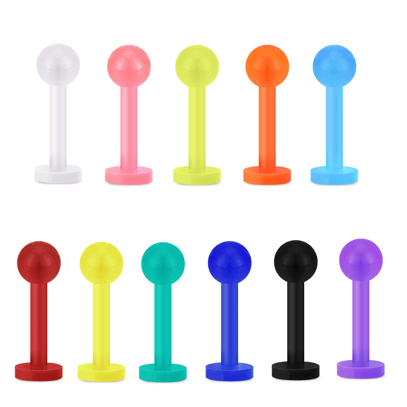 16gauge Plastic Lip Studs Retainer Colorful Bar 8mm - BodyJewelryForYou ...